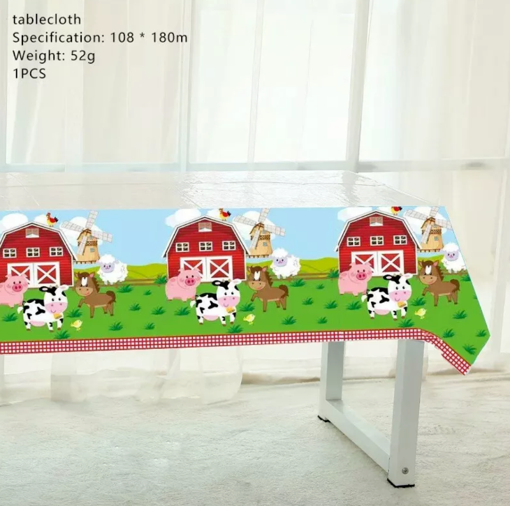 Farm Animals Table Cover Tablecloth Party Supplies Kids Birthday ...