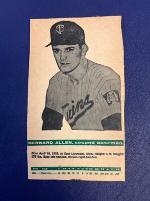 1962 Cloverleaf Dairy Minnesota Twins Bernard "Bernie" Allen RC - SUPER ...