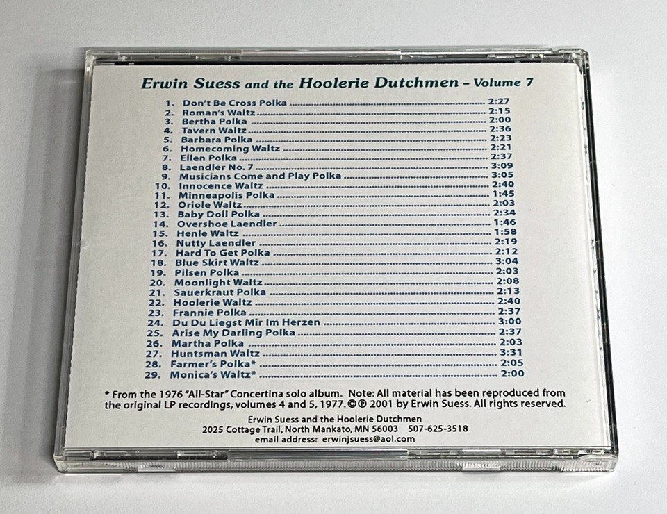 ERWIN SUESS & HOOLERIE DUTCHMEN POLKA CD "29 FAVORITES" SUPER CD 29 ...