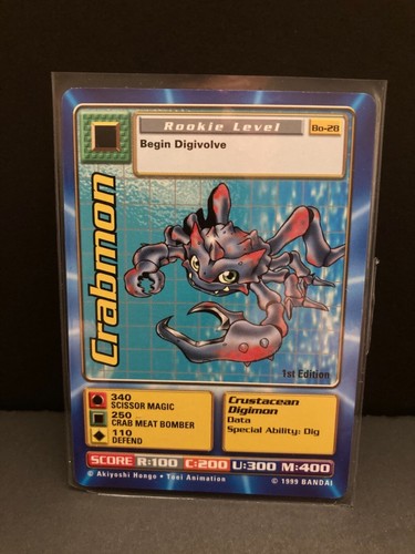 Vintage 1st Edition Digimon Crabmon Rookie Level Bo-28 NM | eBay