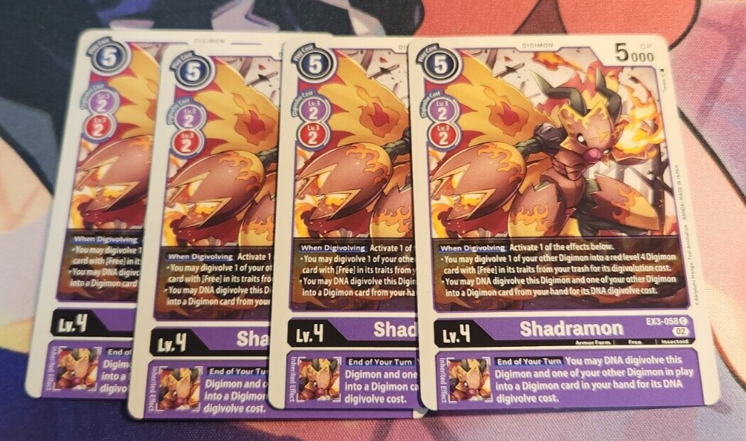 x4 Playset Digimon SHADRAMON EX3-058 Purple Common TCG | eBay