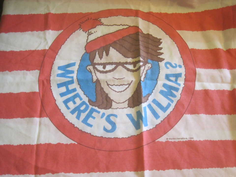 VTG 1990 Where's Waldo/WILMA Pillow Case Double Sided Red White- 30x19 ...