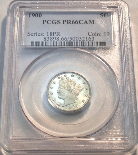1900 5C PCGS PR 66 CAM PROOF Liberty V Nickel Better Early GEM+ CAMEO ...