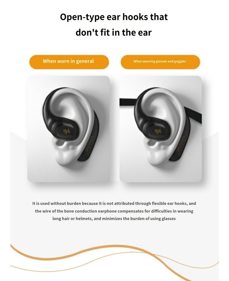 iRiver Bluetooth Wireless Open Ear Earphones /black / Air Conductivity ...