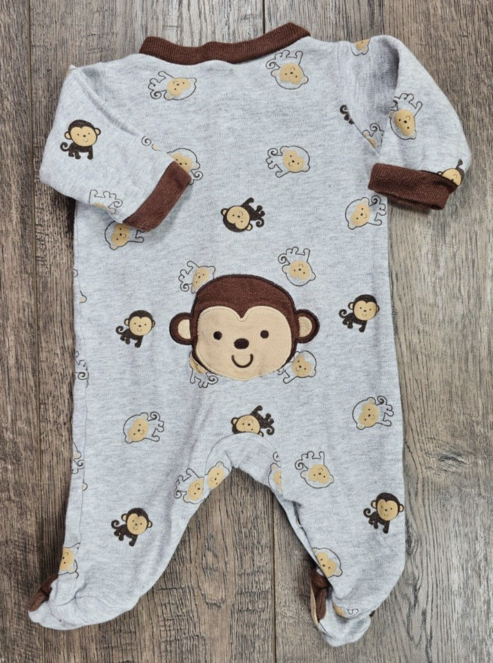 Baby Boy Clothes Child Mine Carter's Newborn Gray Monkey Footed Outfit ...