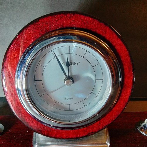 Danbury Elegant simulated Wood Table Desk Clock Pen Holder w/2 pens | eBay