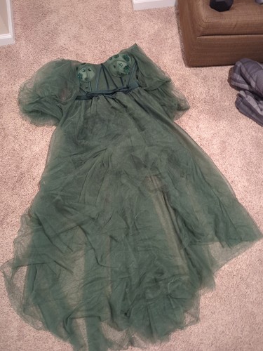 1 Green Renaissance Dress With Shear Fabric And Tie Back Corset | eBay