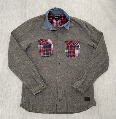 Diesel 55 DSL Shirt Adult Large Gray Flannel Button Up Pockets Fifty ...