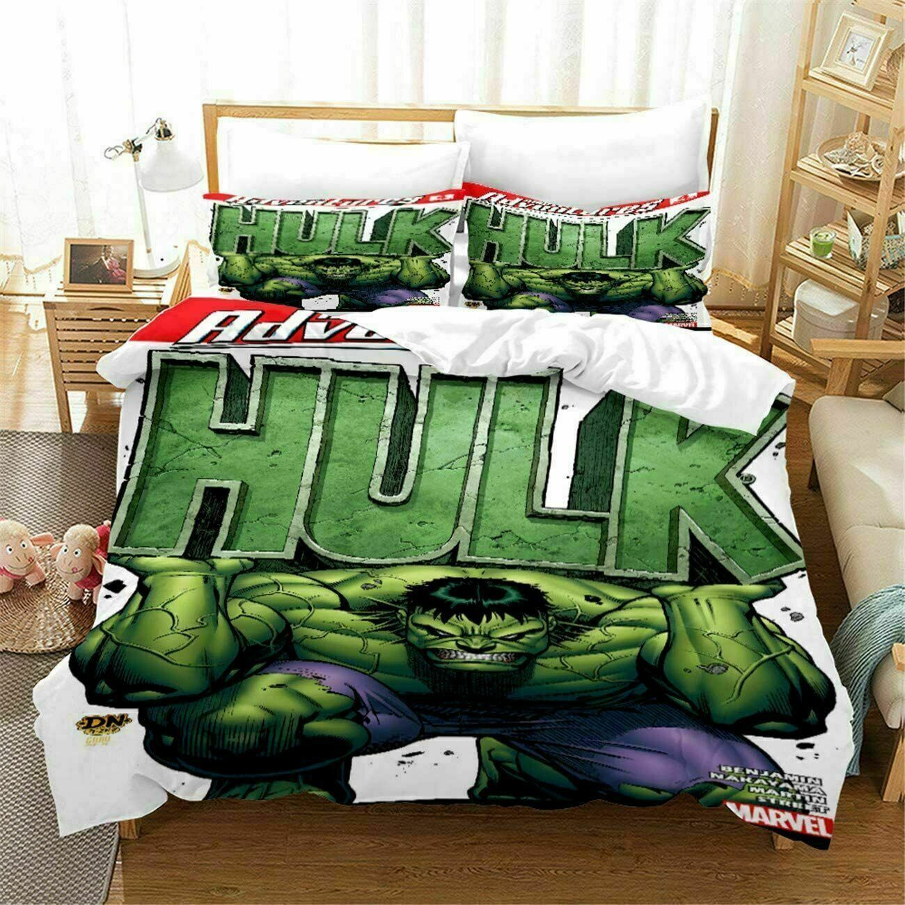 Marvel Superhero The Hulk Doona Duvet Cover Bedding Set Single Double ...