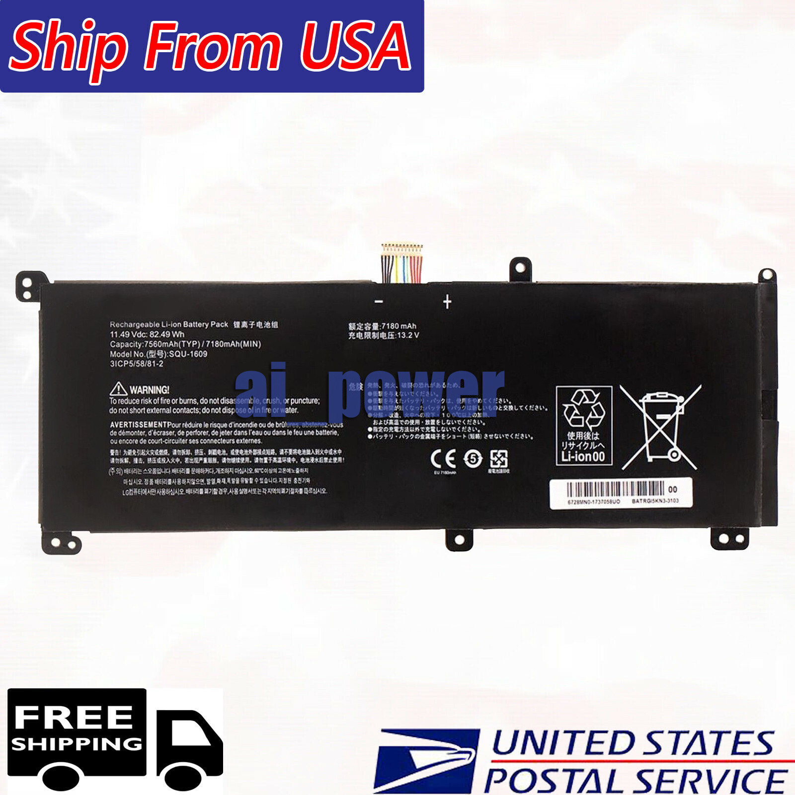 New SQU-1609 SQU-1611 Battery for Thunderobot Dino x5ta X7a X6 911 Pro ...