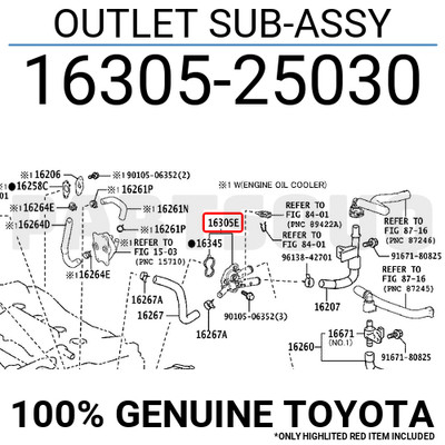 1630525030 Genuine Toyota OUTLET SUB-ASSY 16305-25030 | eBay