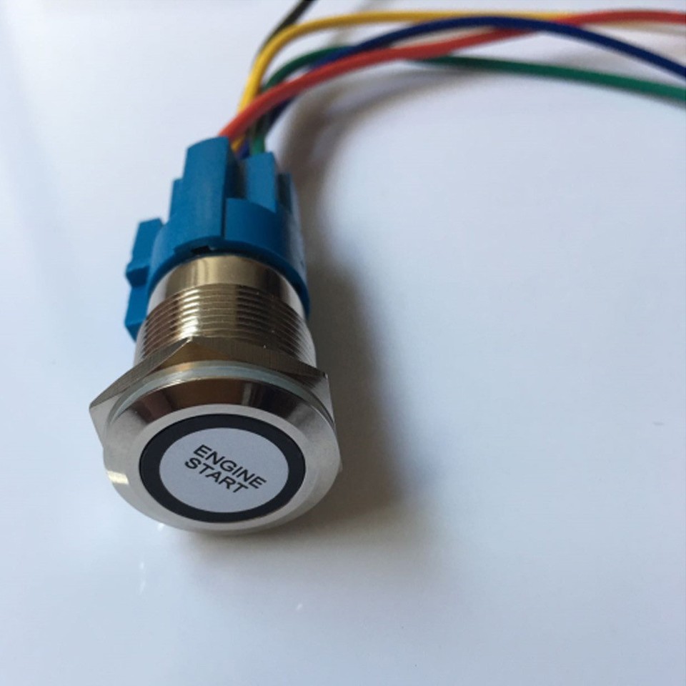 12V 19mm Button Red LED Light Engine Start Momentary Metal Switch Plug ...