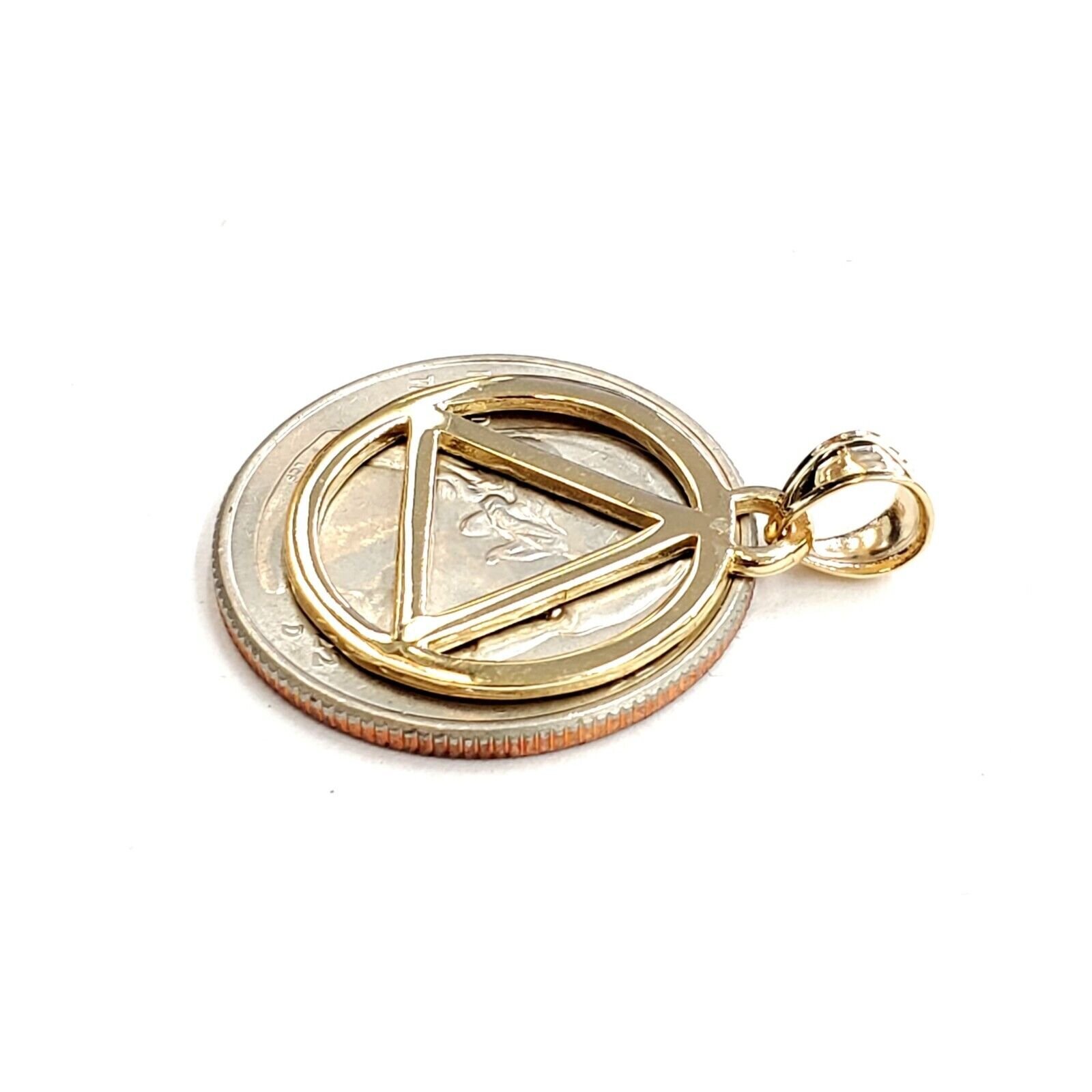 New 14k yellow Gold Alcoholics Anonymous circle triangle AA Symbol ...