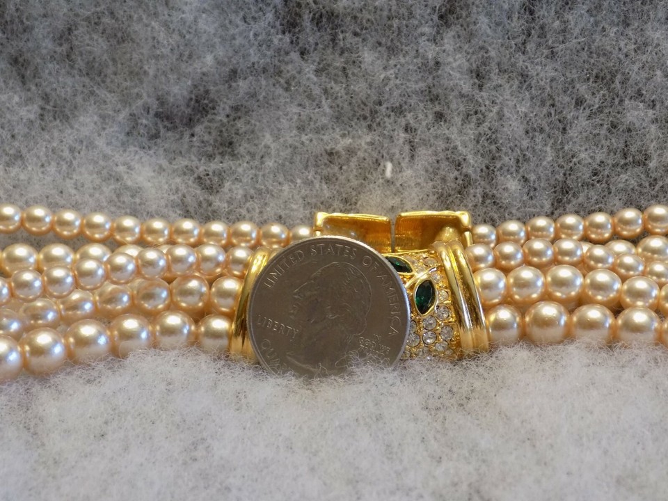 JOAN RIVERS PEARL STATEMENT NECKLACE W/GOLD TONE, ENAMEL & RHINESTONE ...