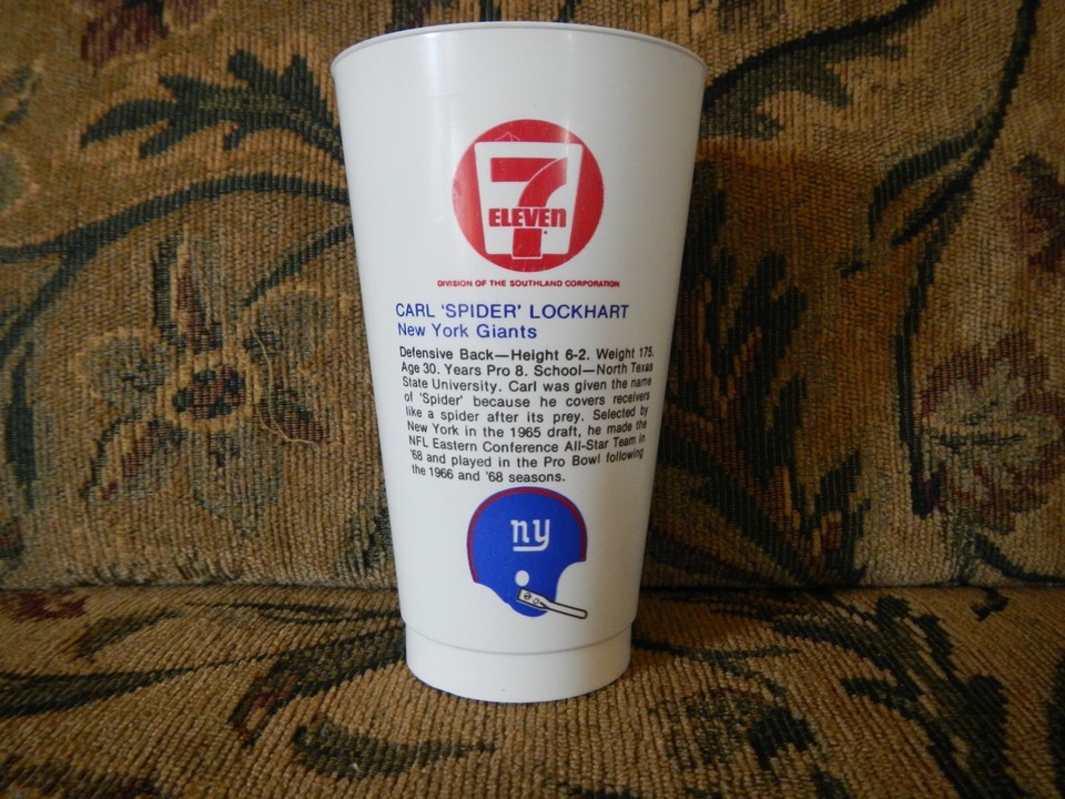 1973 7-11 Football Slurpee Cups SPIDER LOCKHART New York Giants Seven ...