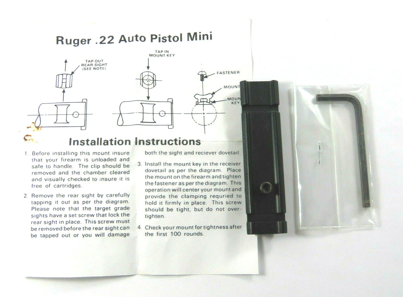 Ruger .22 Auto Pistol Scope Mount Base BLUED Mk I, II & III - DOVETAIL ...