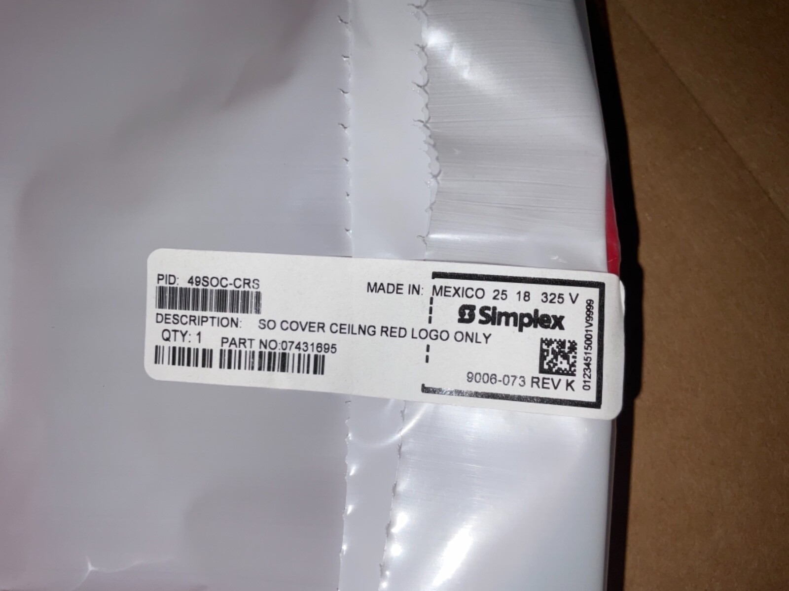 Simplex 49SOC-CRS Red Ceiling SO Cover | eBay