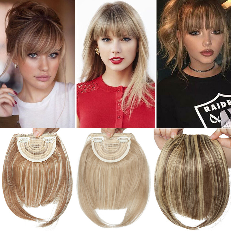REAL Natural Fringe Bangs Clip In Hair Extension One Piece Real Thick ...