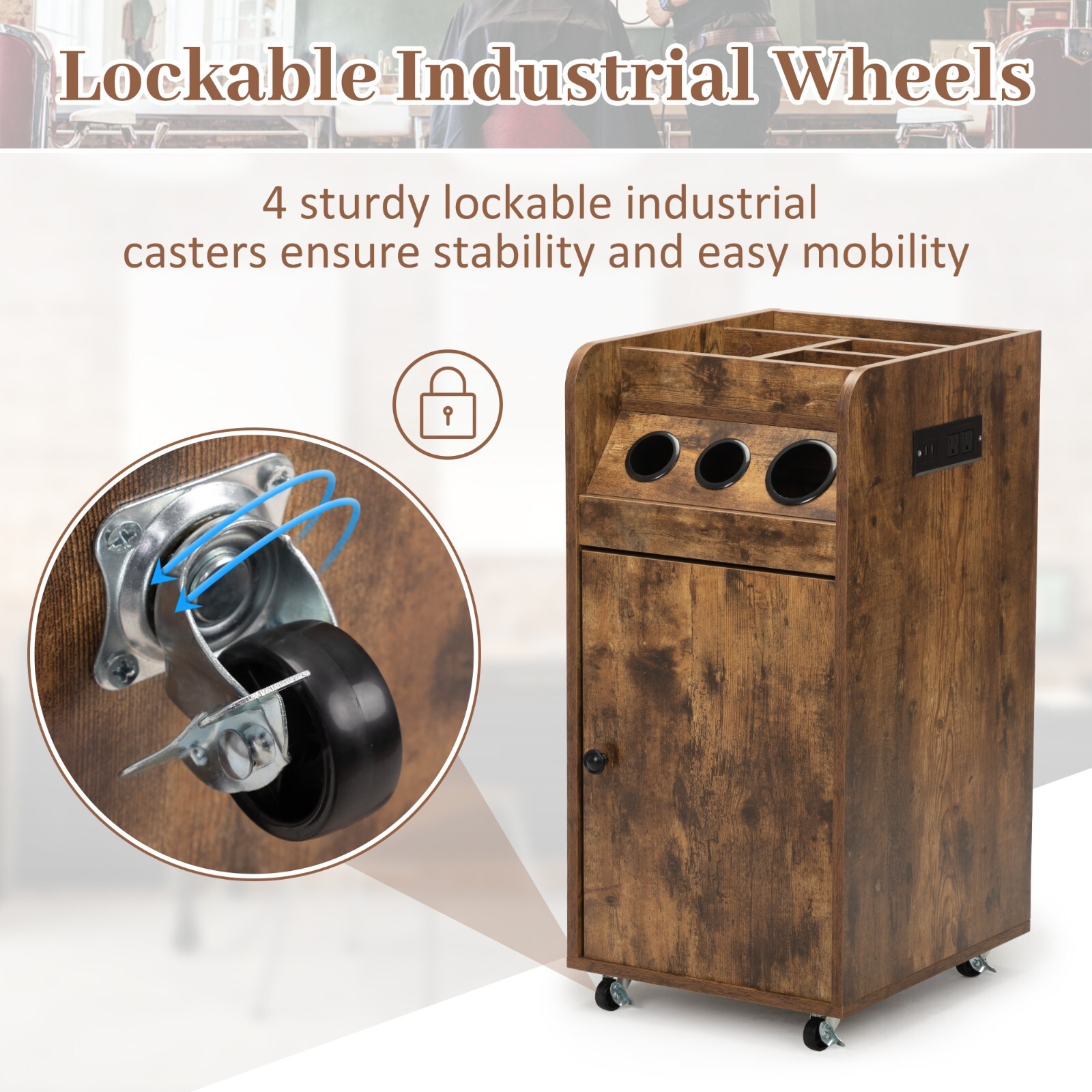 Hair Salon Trolley Wood Rolling Cart Salon Beauty Station Stylist ...