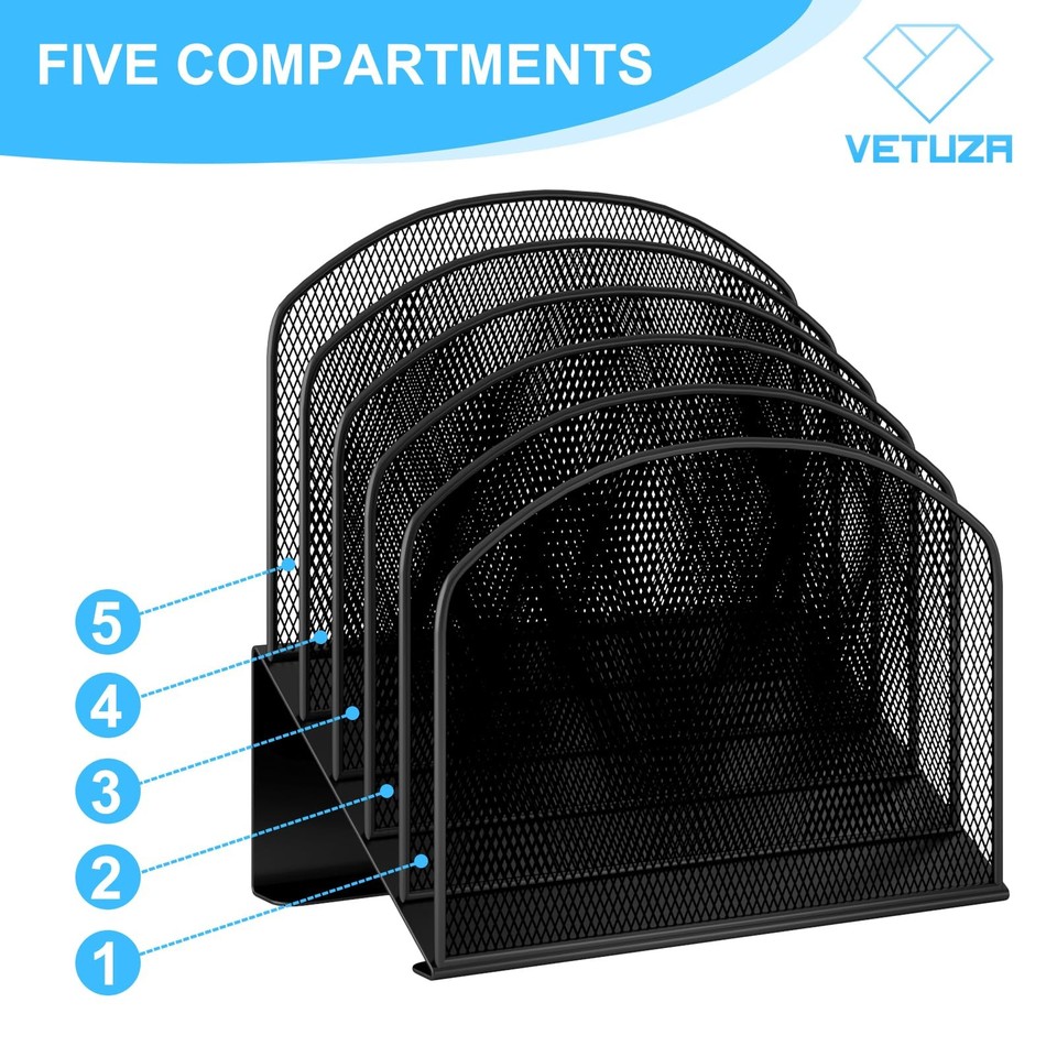 Desk File Organizer, Metal Mesh Vertical Desktop File Folder Holder for ...