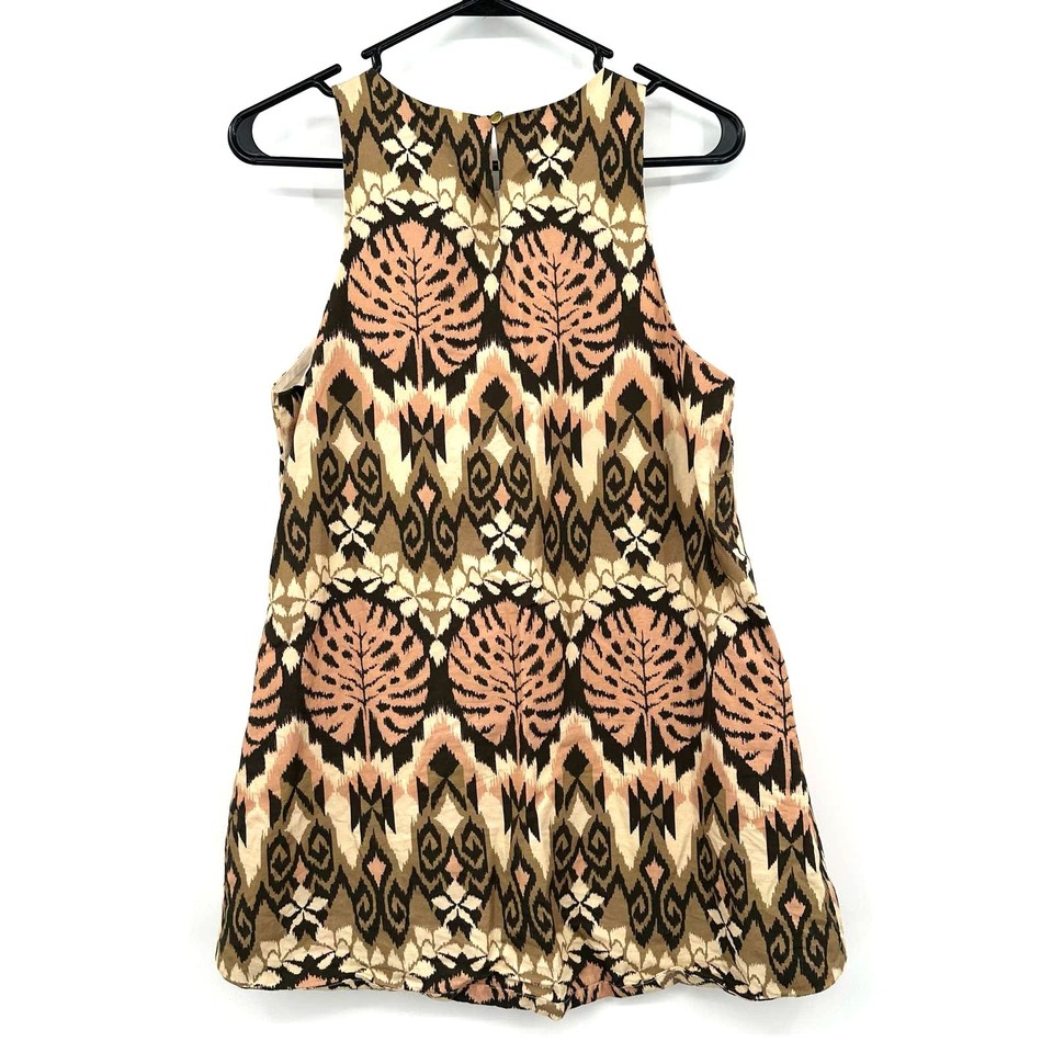 Tyler Boe size small tank top sleeveless blouse tan brown cream keyhole ...