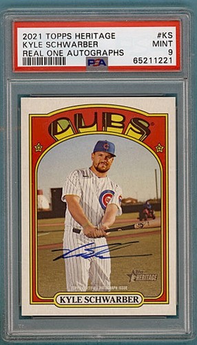 2021 Topps Heritage Real One Autographs Kyle Schwarber Auto #KS PSA 9 ...