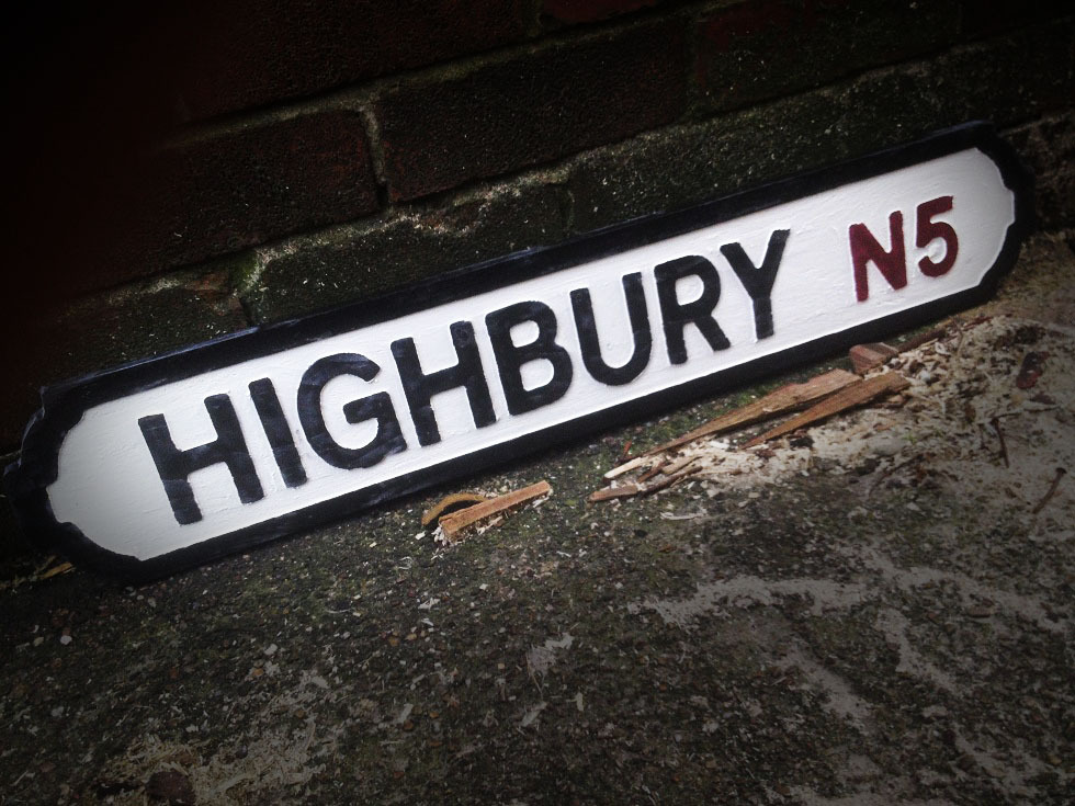 Highbury Old Wood London Football Vintage Street Sign Arsenal Holloway ...