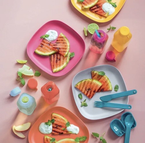 Tupperware Plates Picnic Kids Beach Caravan Pastels Pink Blue Yellow ...