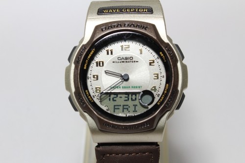 CASIO DATA BANK WVA-100 brown silver vintage watch | eBay