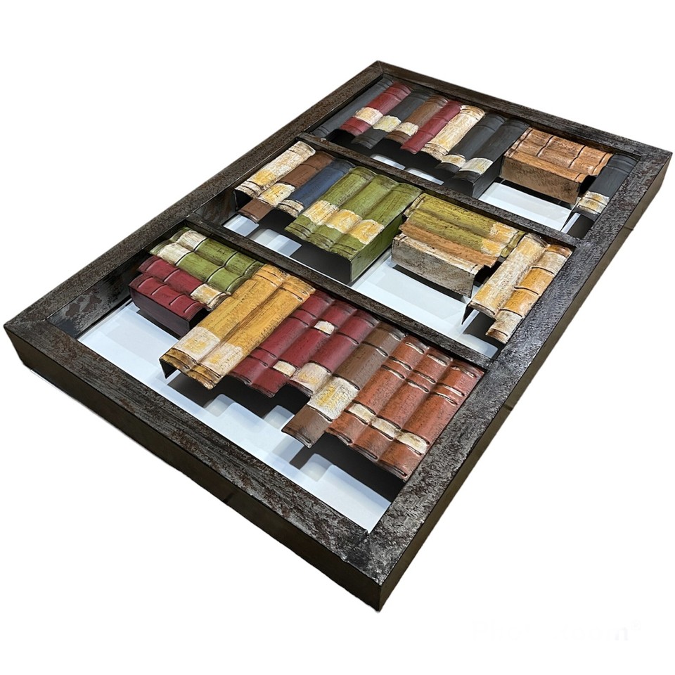 Hobby Lobby Vintage Sheet Metal Library Book Wall Art Frame Decorations ...