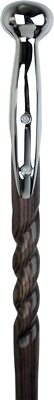Working Black Hame Chrome Plated Handle Walking Stick with Twisted Ash ...