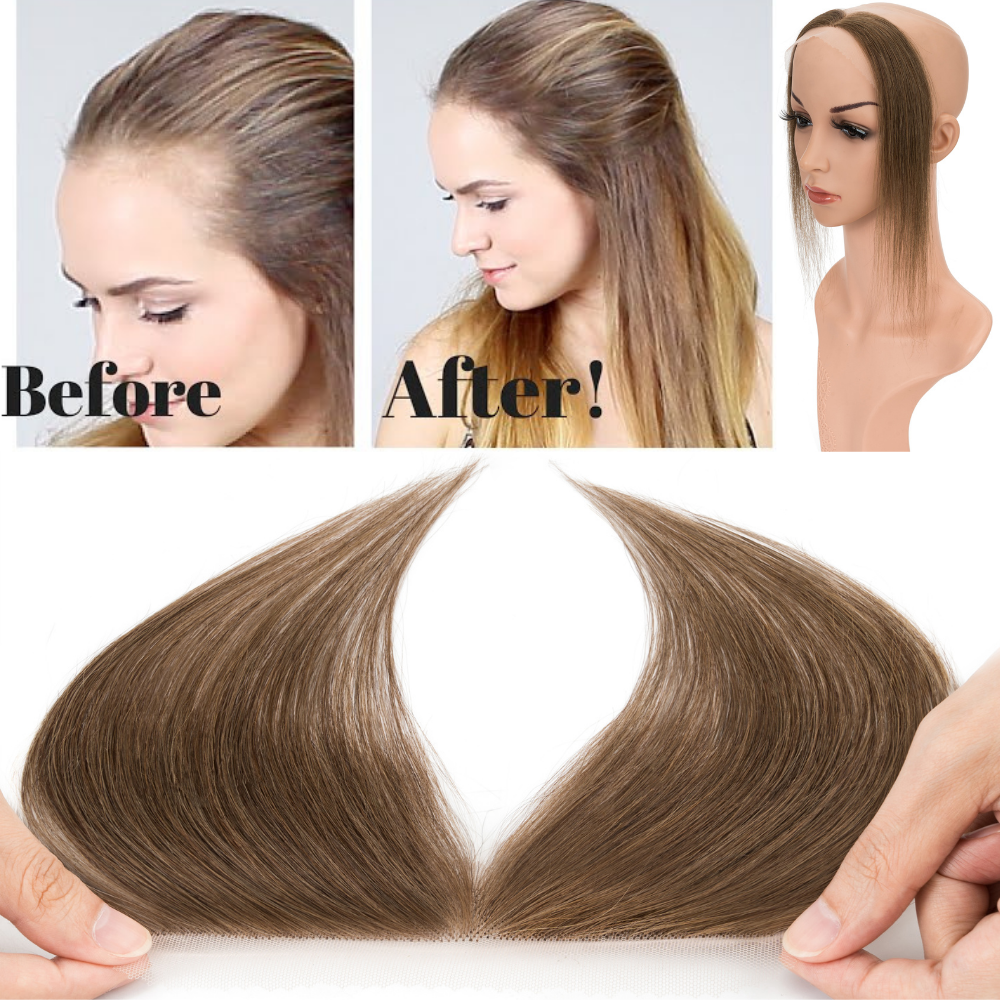 Women's Hairline Cover-UP Real Human Hair Front Top Lace Base Toupee ...