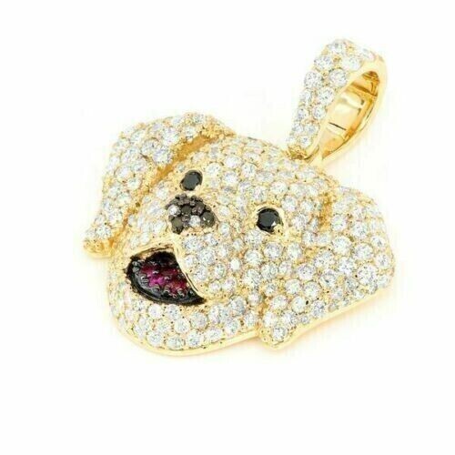 14K Yellow Gold Plated 2Ct Round Lab-Created Diamond Labrador Retriever ...