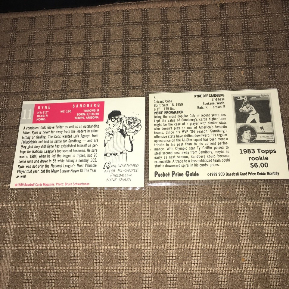Ryan Sandberg 1989 BASEBALL CARDS Magazine Cards | eBay