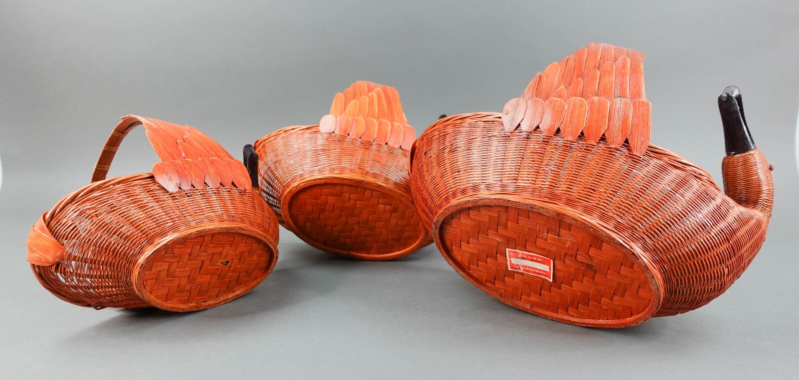 Shanghai Handicrafts Vintage Chinese Wicker Rattan Duck Goose Baskets ...