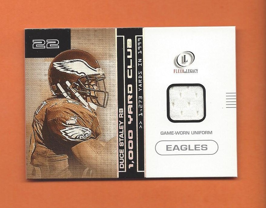 2001 FLEER LEGACY 1000 YARD CLUB DUCE STALEY GAME-WORN JERSEY #YC-DS ...