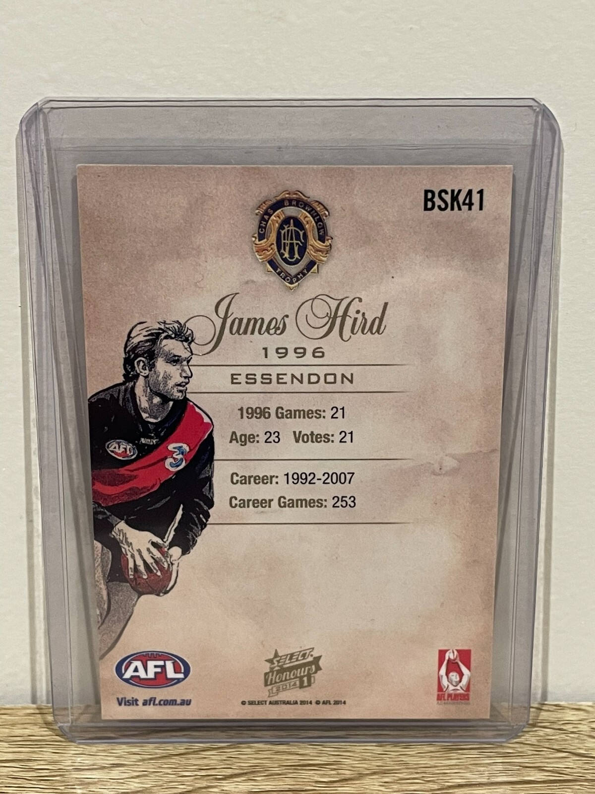 2014 Select AFL Honours Brownlow Sketch Card BSK41 James Hird (Essendon ...
