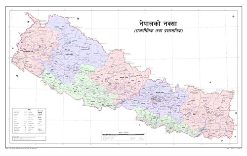 Nepal Official Administrative Map - Survey Department - Nepali Language ...