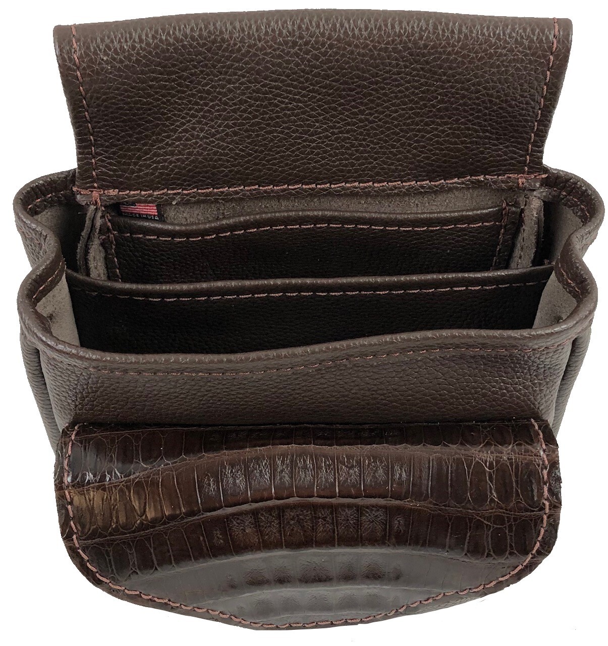 CROCODILE BELLY & LEATHER SHOTGUN SHELL POUCH Skeet Sporting Clays Trap ...