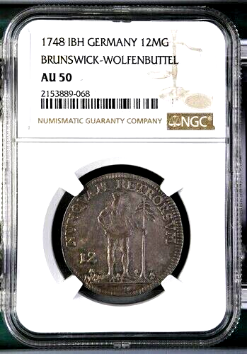1748 IBH German States Brunswick Wolfenbuttel Wildman 1/3 Taler 12 MG ...