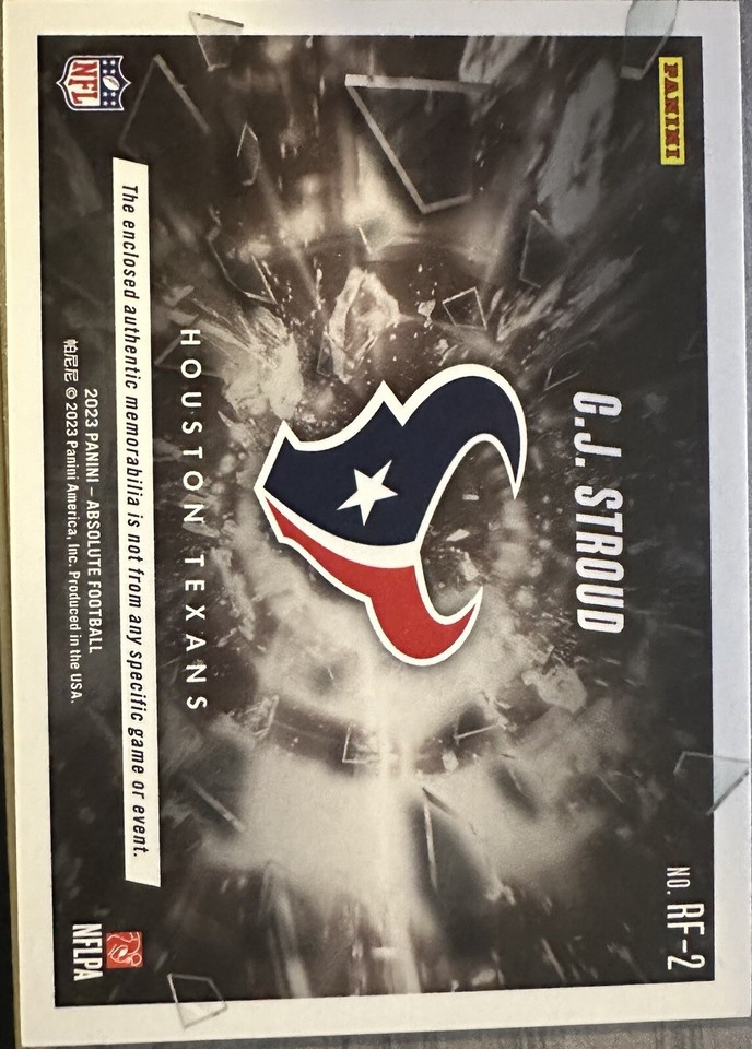 2023 Panini Absolute Football CJ Stroud Rookie Force Jersey Patch #RF-2 ...