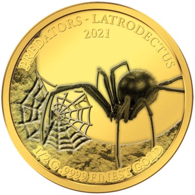 2021 Senegal Gold Proof Coin Widow Spider Insect Predators Wildlife WWF ...