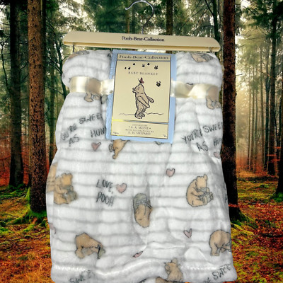 NEW Winnie the Pooh Bear Collection Disney Plush Baby Blanket Sweet As ...