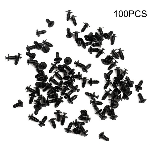 100 X New Black Plastic Rivets Fasteners 8mm Dia Hole For Car Auto ...