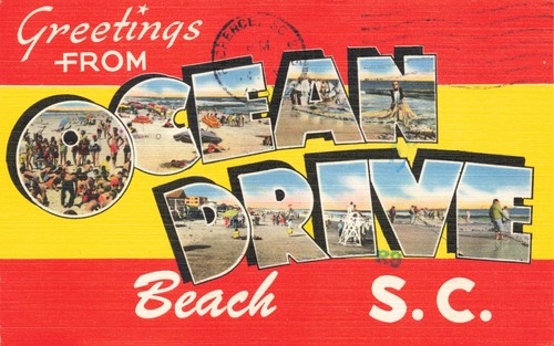 Postcard SC Myrtle Beach Ocean Dive Beach Greeting Big Letter Surf Sun ...