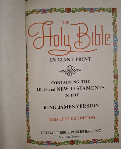Holy Bible Red Letter King James Version Giant Print 1973 Crusade | eBay