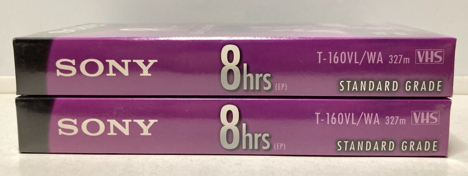 Sony 8 Hrs EP T-160 Blank VHS VCR Tapes Standard Grade High Durability ...