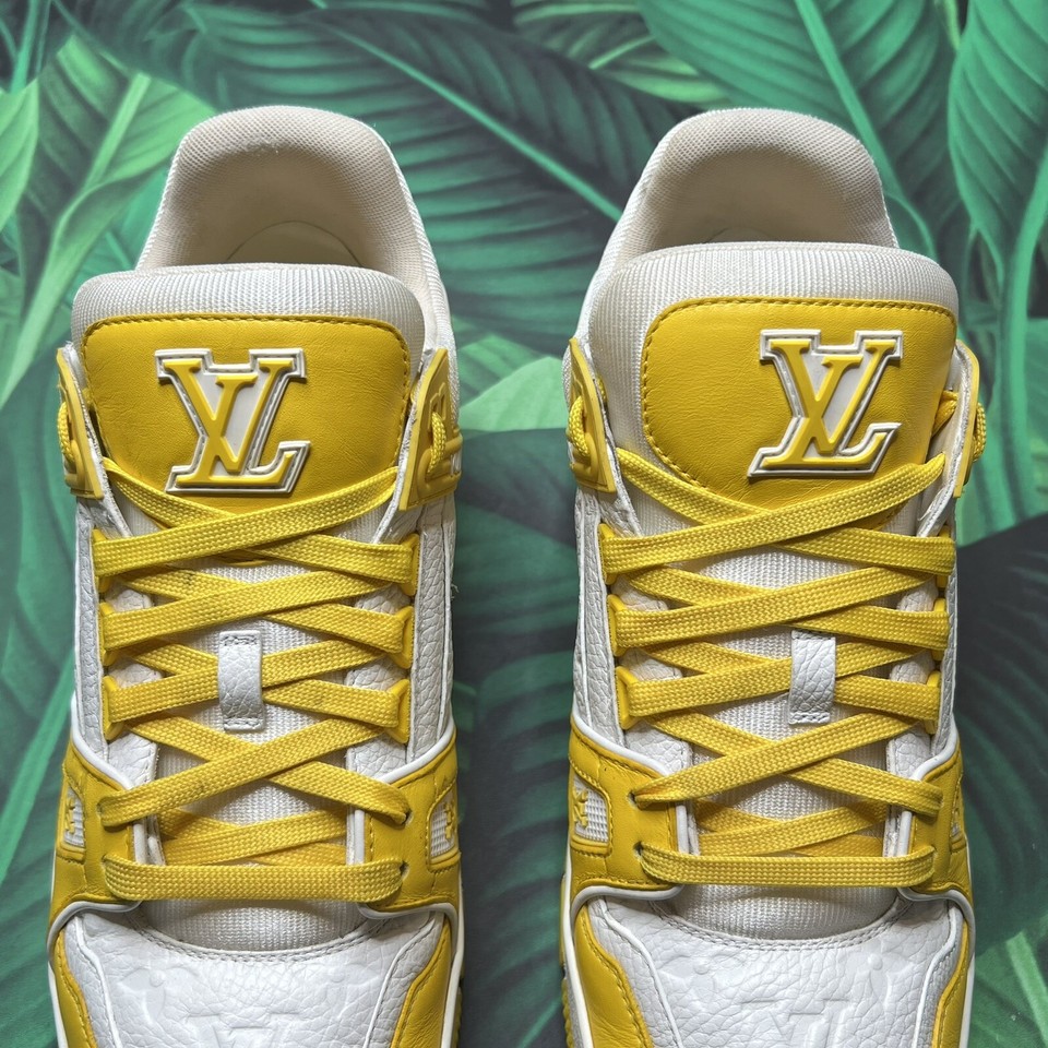 Louis Vuitton Trainer Low ‘white Yellow’ Sz- 9LV 10 Mens | eBay