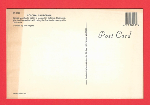 Coloma California, James Marshall's Cabin, vintage continental postcard ...