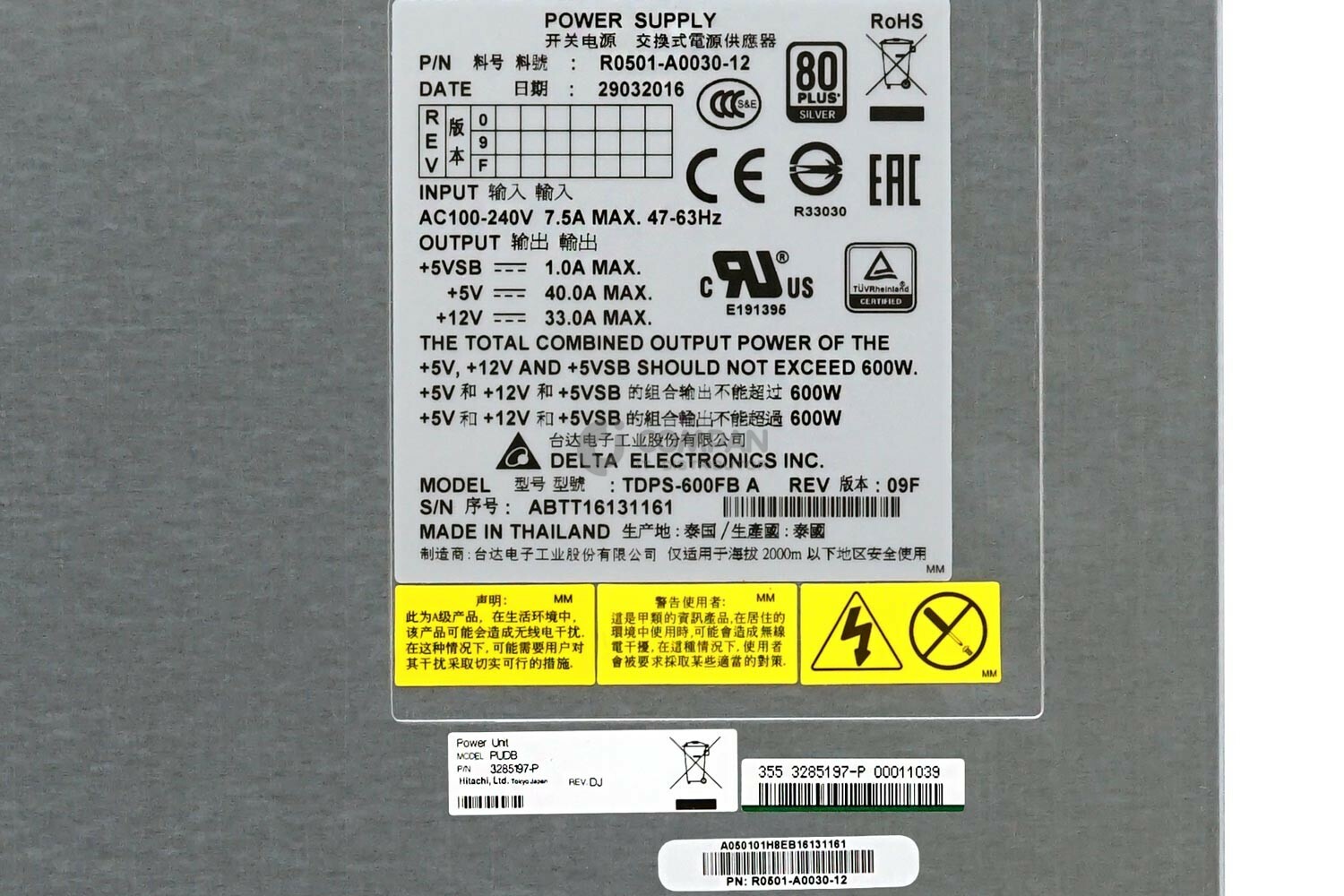 3285197-P HITACHI HUS 600W POWER SUPPLY FOR HUS110 130 150 for sale ...